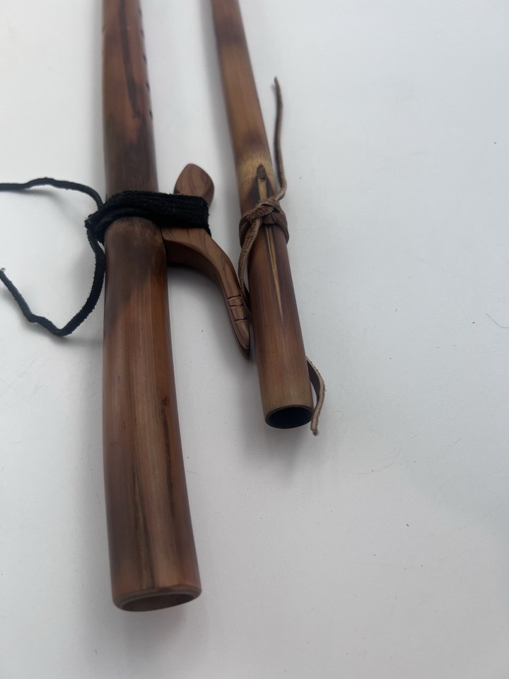 2 Native American Carved Wooden Handmade Flutes “Forked” Bird Block 23 ...
