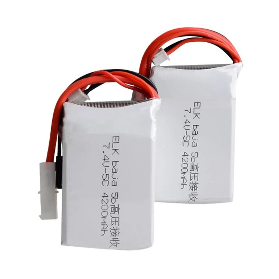 2PCS 7.4V 4200MAH RC Lipo Battery For ELK-Racing Baja 5B 5T 5SC Remont ...