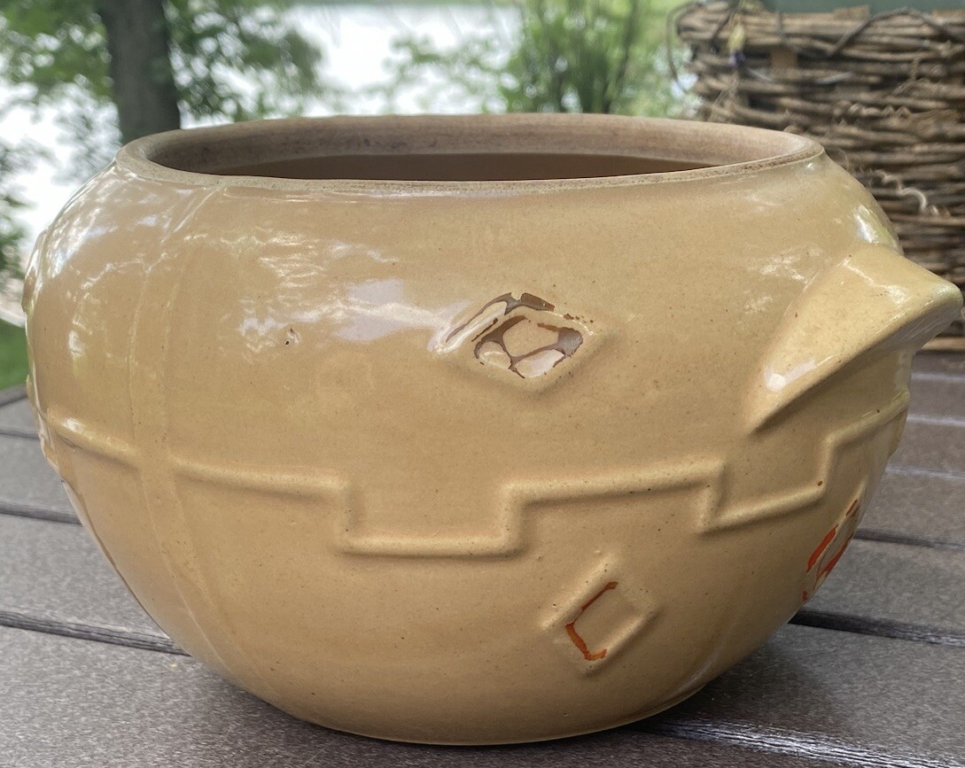 Vintage Brown Crock American Pottery Stoneware Geometric Design | eBay