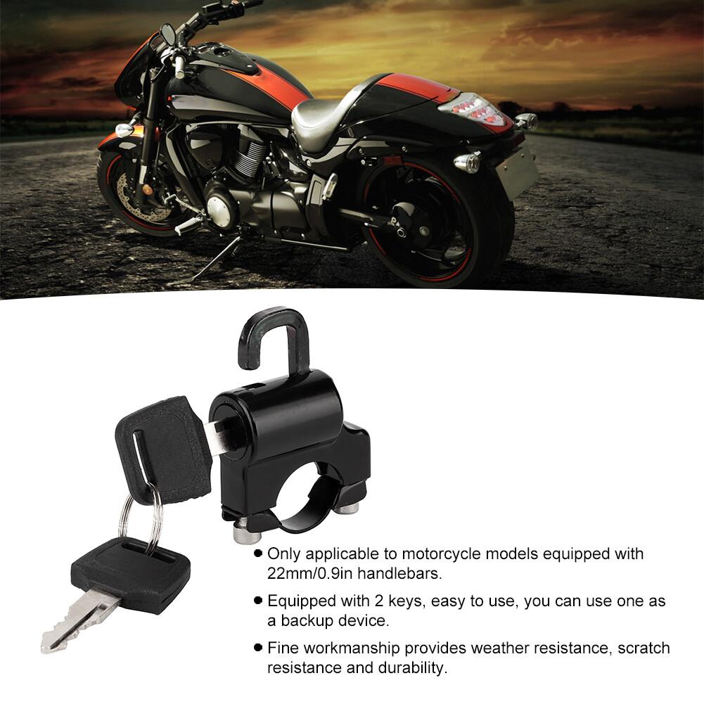 EMB Motorcycle Helmet Security Lock With 2 Keys For 0.9in Handlebar ...