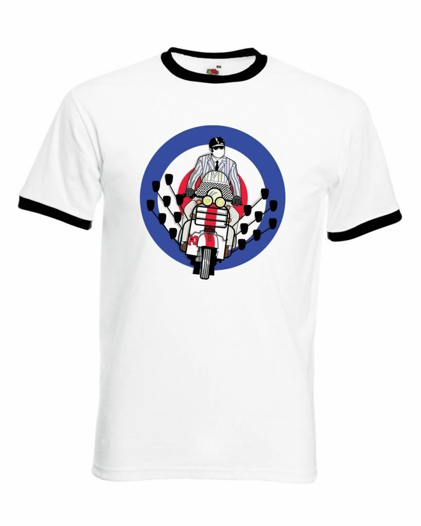 MOD SCOOTER MIRRORS MEN'S RINGER T-SHIRT - Mods Ska Scooters Target | eBay