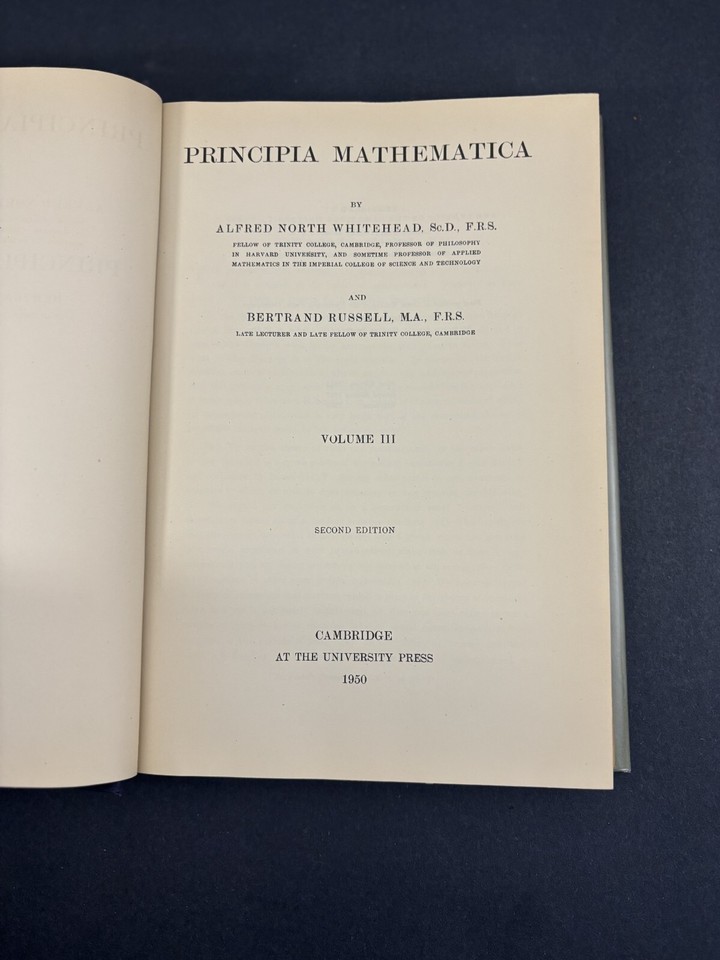 WHITEHEAD AFRED NORTH -- And: RUSSELL BERTRAND F R S. / PRINCIPIA MATHEMATICA | eBay