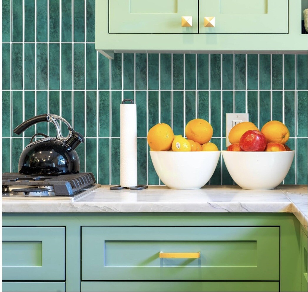 Green Kitchen Tile Backsplash