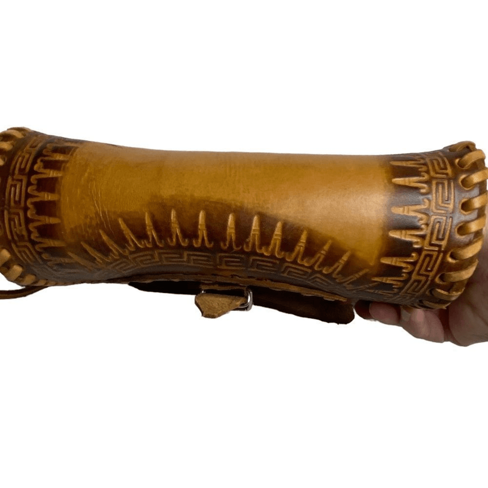 Aztec Tooled Leather Brown Buckle Closure Whip Stitch Crossbody Saddle ...