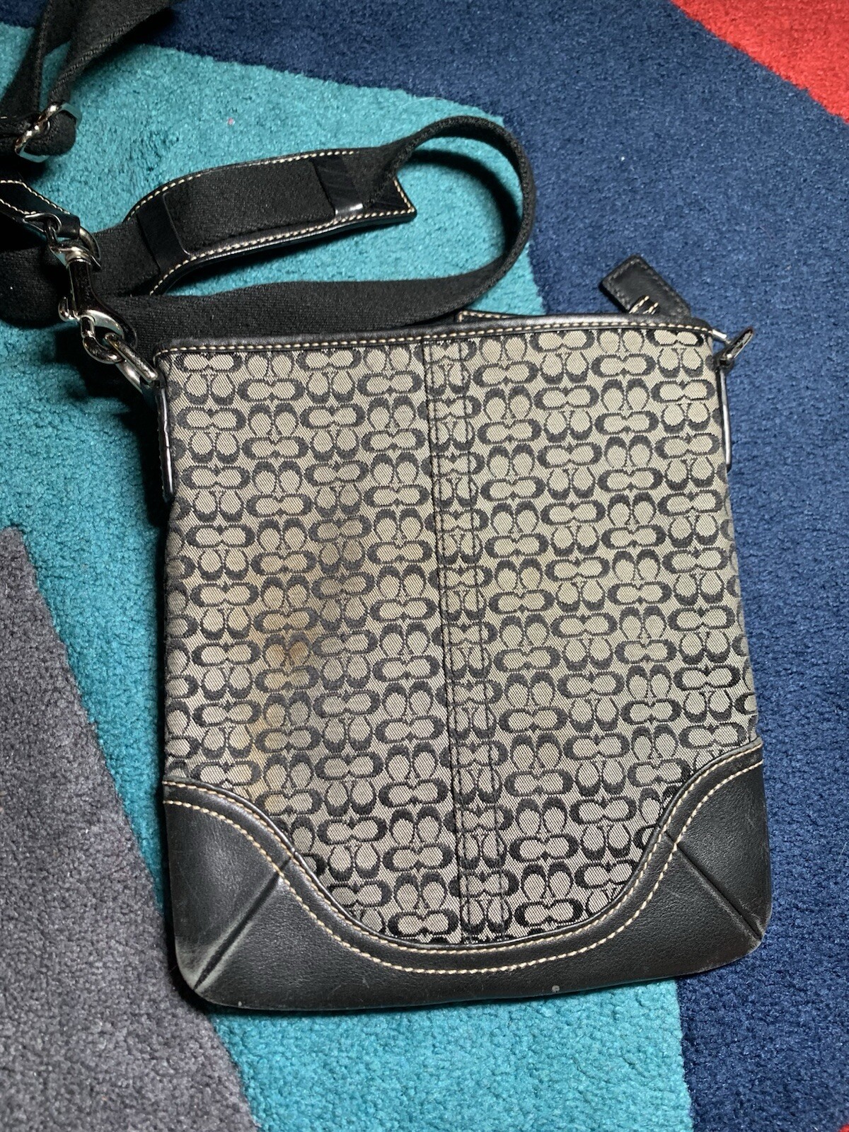 Coach Sm. Swingpack Crossbody Logo Leather /fabric Bl… - Gem