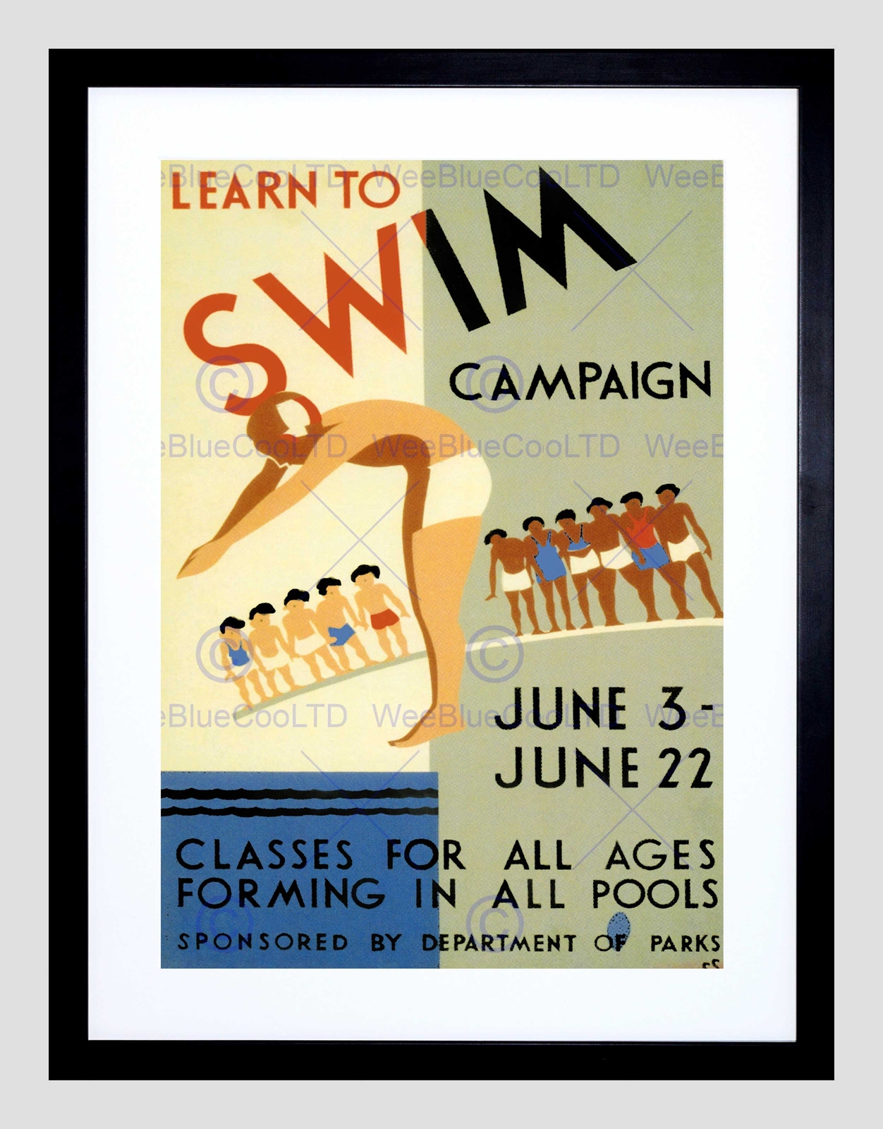 HEALTH LEARN TO SWIM USA VINTAGE ADVERT RETRO WALL FRAMED ART PRINT ...