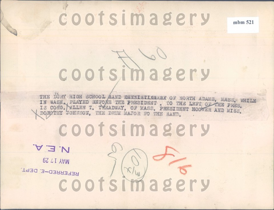 1929 President Herbert Hoover US Congressman Allen Treadway MA Press ...