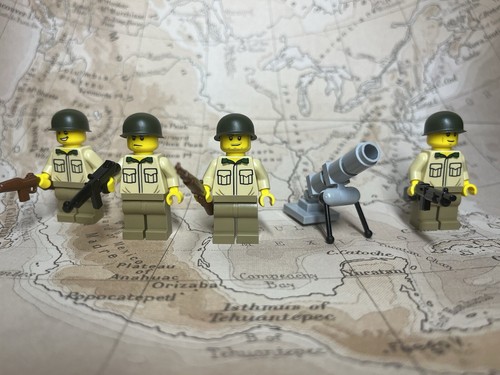 Brickmania Ww2 Lego US Soldiers Squad With 37mm Mortar Pack Real Lego ...