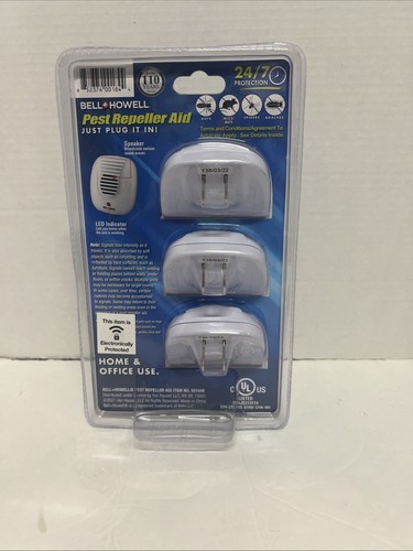 Bell & Howell Plug In Ultrasonic Pest Rodent Repeller 3 Pack With LED ...