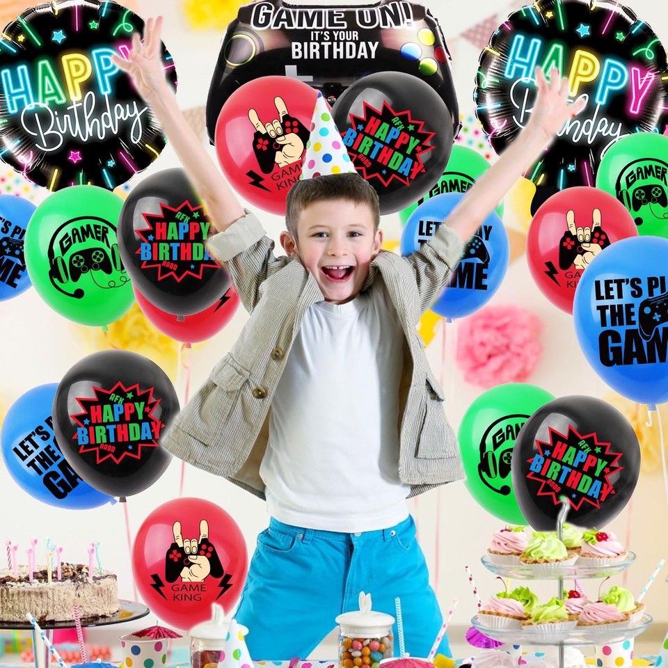 Happy Birthday Ballon Gamer Deko, 19 pezzi, decorazione di compleanno ...