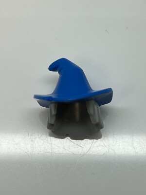 Lego Hat, Mid-Length Scraggly with Molded Blue Floppy Witch Hat Pattern ...