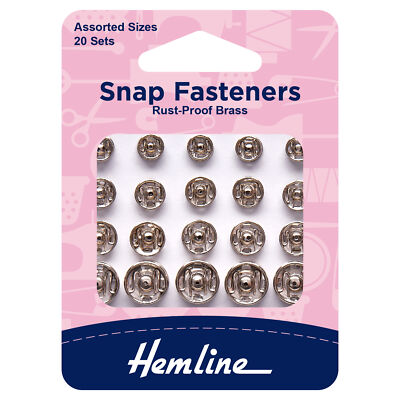 Hemline Assorted Nickel Silver Snap Fasteners 20 Pack | eBay UK