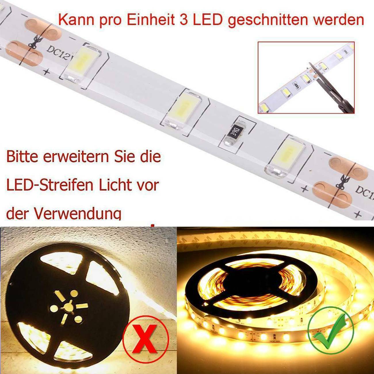 12V LED Stripe 5050 SMD Leiste Streifen Band Licht Leuchte Lichtband ...