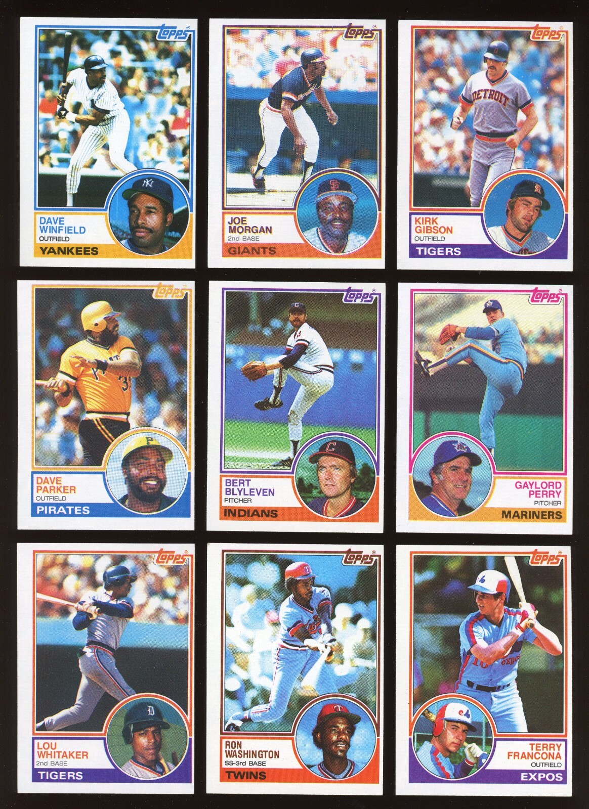 Lot of 9: 1983 Topps Wrong Back / ERROR Baseball Cards ~ WINFIELD ...