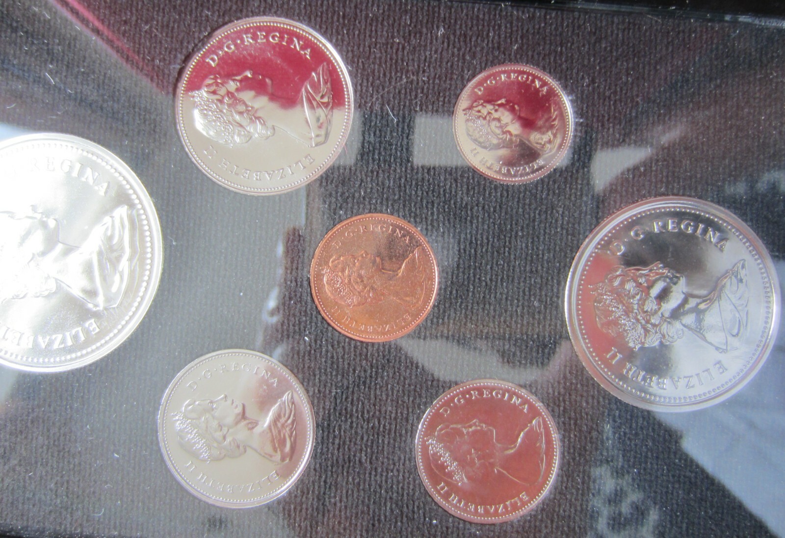 1975 Canada Double Dollar Set. 7 Coins Cent to Silver Dollar Mint Set ...