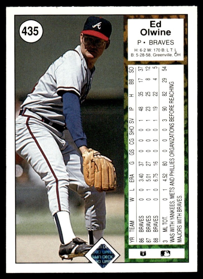 1989 Upper Deck Ed Olwine Atlanta Braves #435 | eBay