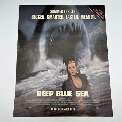 DEEP BLUE SEA Movie 1999 Print Ad 10x12 AD ONLY Saffron Burrows big ...