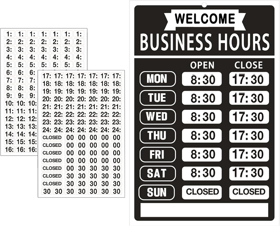 Aluminum Store Hours Sign Kit - Changeable Open Sign for Business or ...