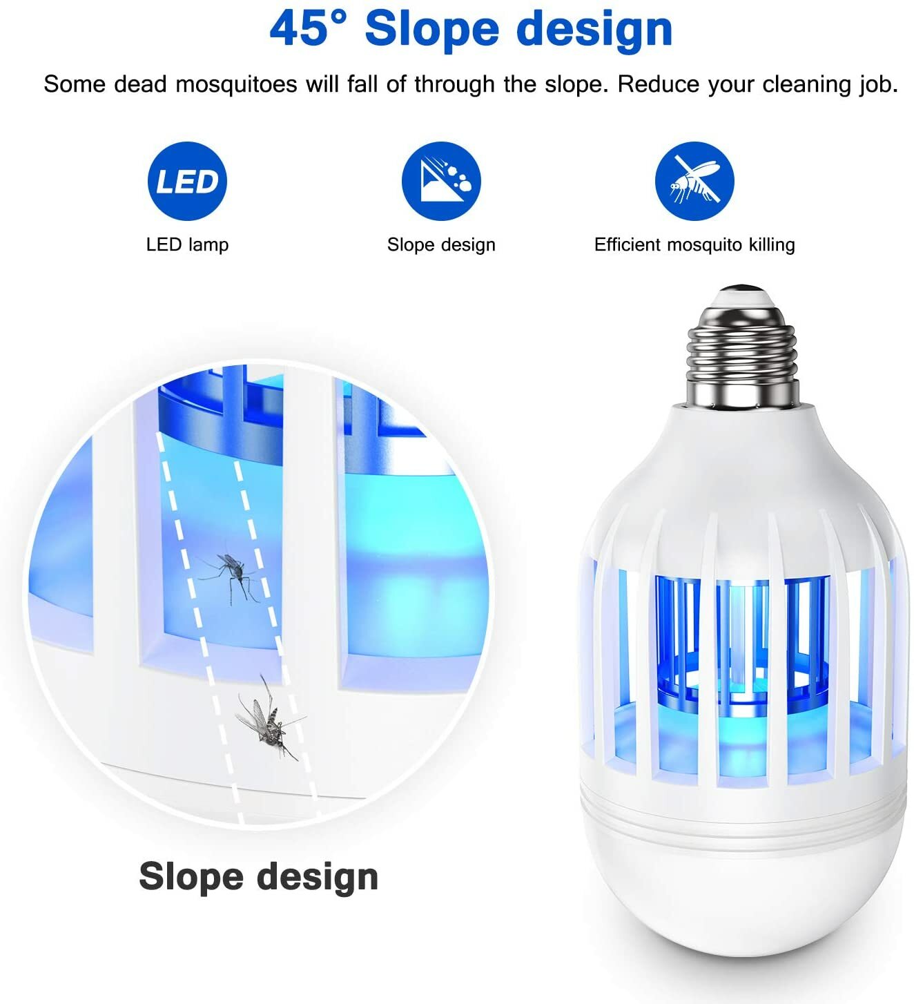 Bug Zapper LED Light Bulb Mosquito Lamp Fly Trap Killer Indoor Outdoor ...