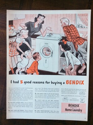 1947 vintage original ad 10”x14” Bendix Automatic Home Laundry Machine ...