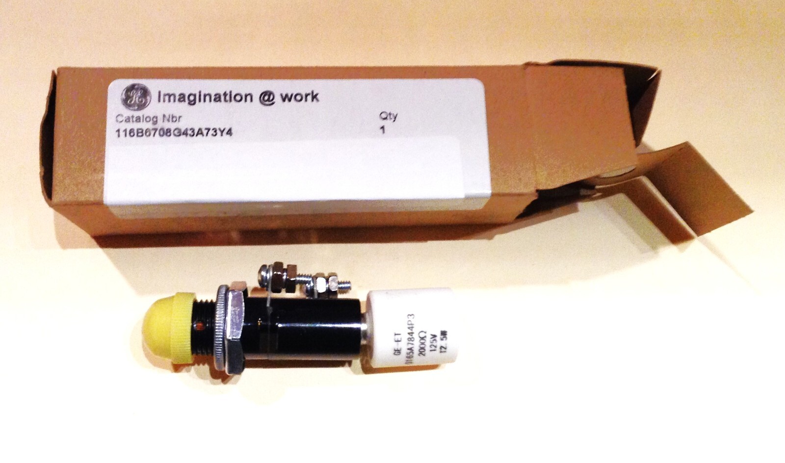 GE-ET 125 Volt DC Pilot Light AMBER 2000 Ohm 12.5 Watt GE # 0165A7844P3 ...