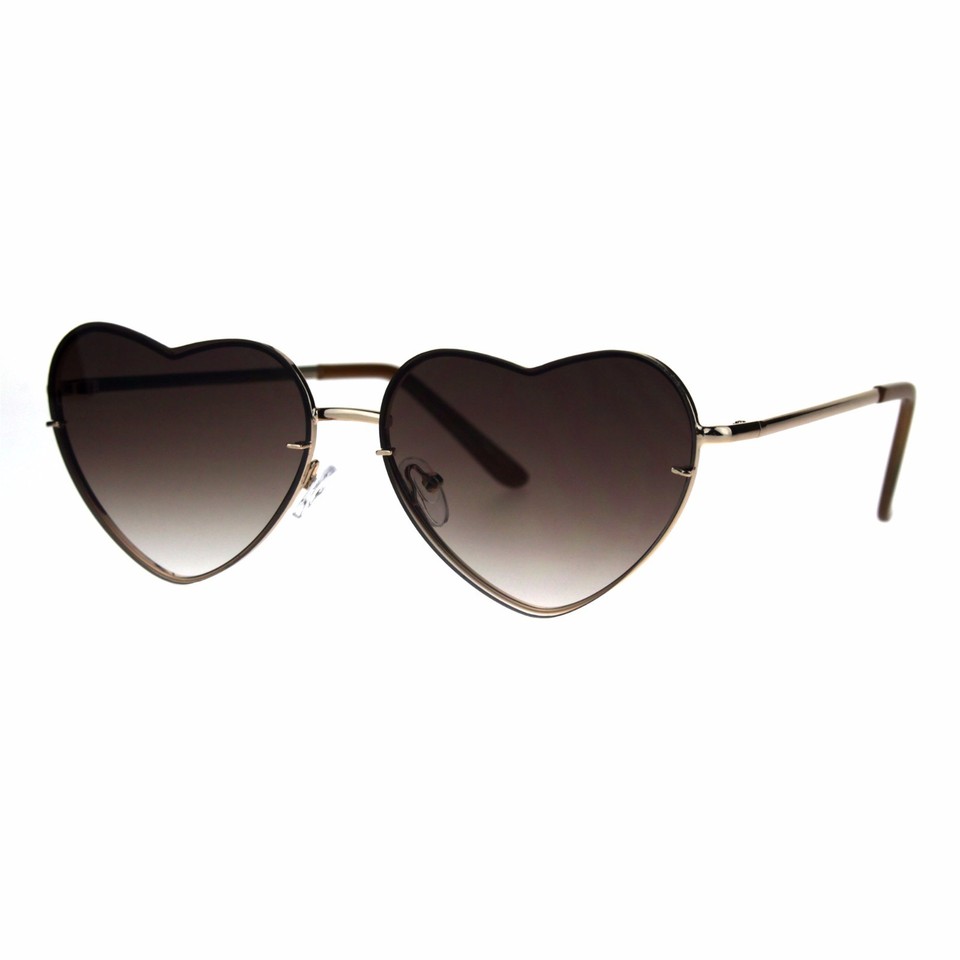 Womens Luxury Rimless Flat Panel Valentine Heart Sunglasses | eBay