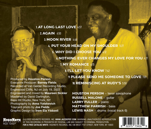 Houston Person - Reminiscing at Rudy's [New CD] | eBay