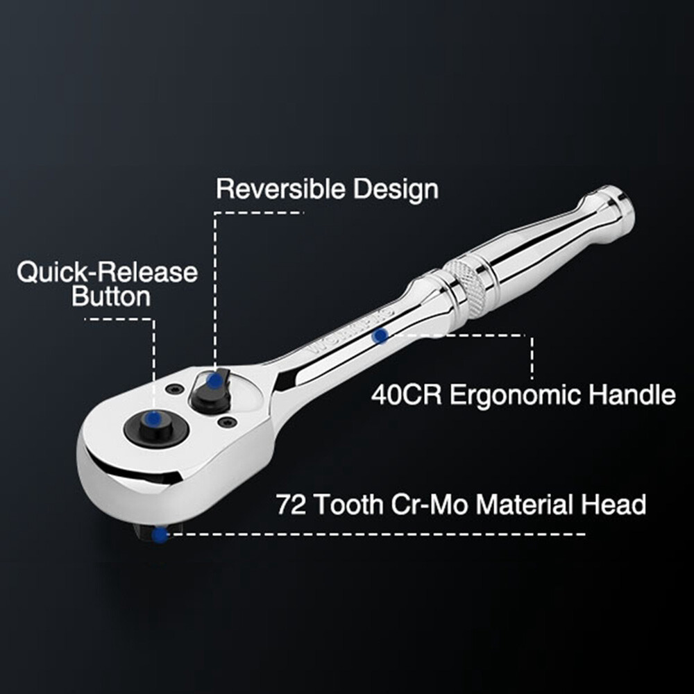 WORKPRO 1/4" Drive Ratchet Handle Quick-Release Reversible Ratchet Sets ...