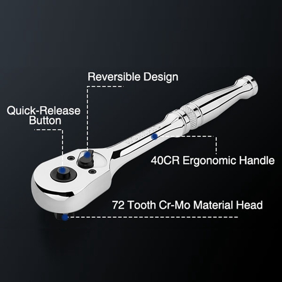 WORKPRO 1/4" Drive Ratchet Handle Quick-Release Reversible Ratchet Sets ...