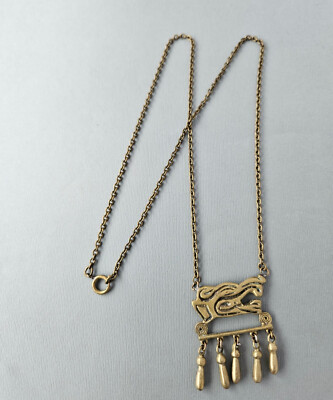 Vintage MICHEL BUFFET French Designer Bronze Necklace Signed 1960s ...