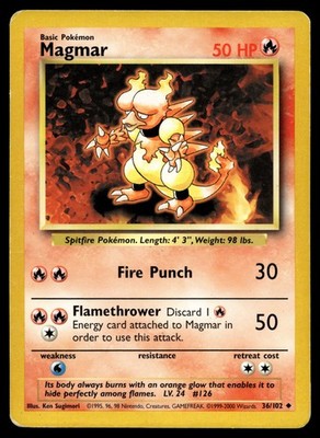 Magmar 036/102 Pokemon Base Set Unlimited WOTC MP | eBay