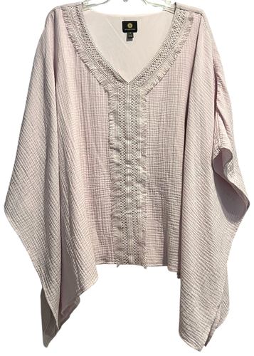 JM Collection Poncho Top Size 2X Lilac Lace Trim V Neck Gauze Boho ...