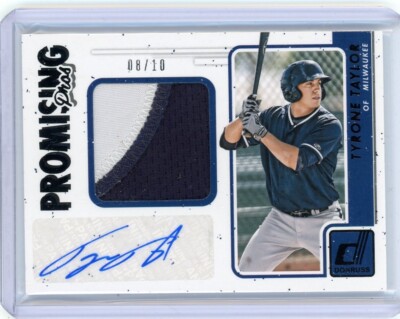 2017 Donruss TYRONE TAYLOR Prospect Patch Auto SSP /10 - Milwaukee ...