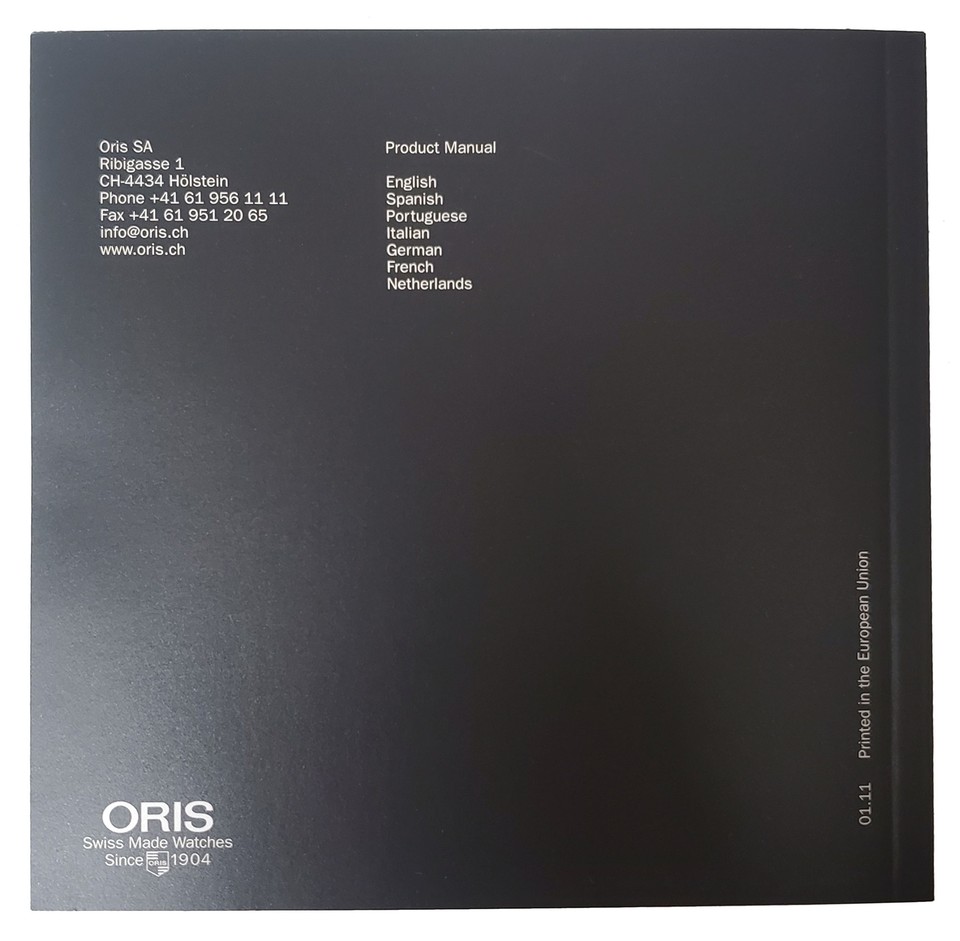 Oris Watch Product Manual Instruction Booklet | eBay