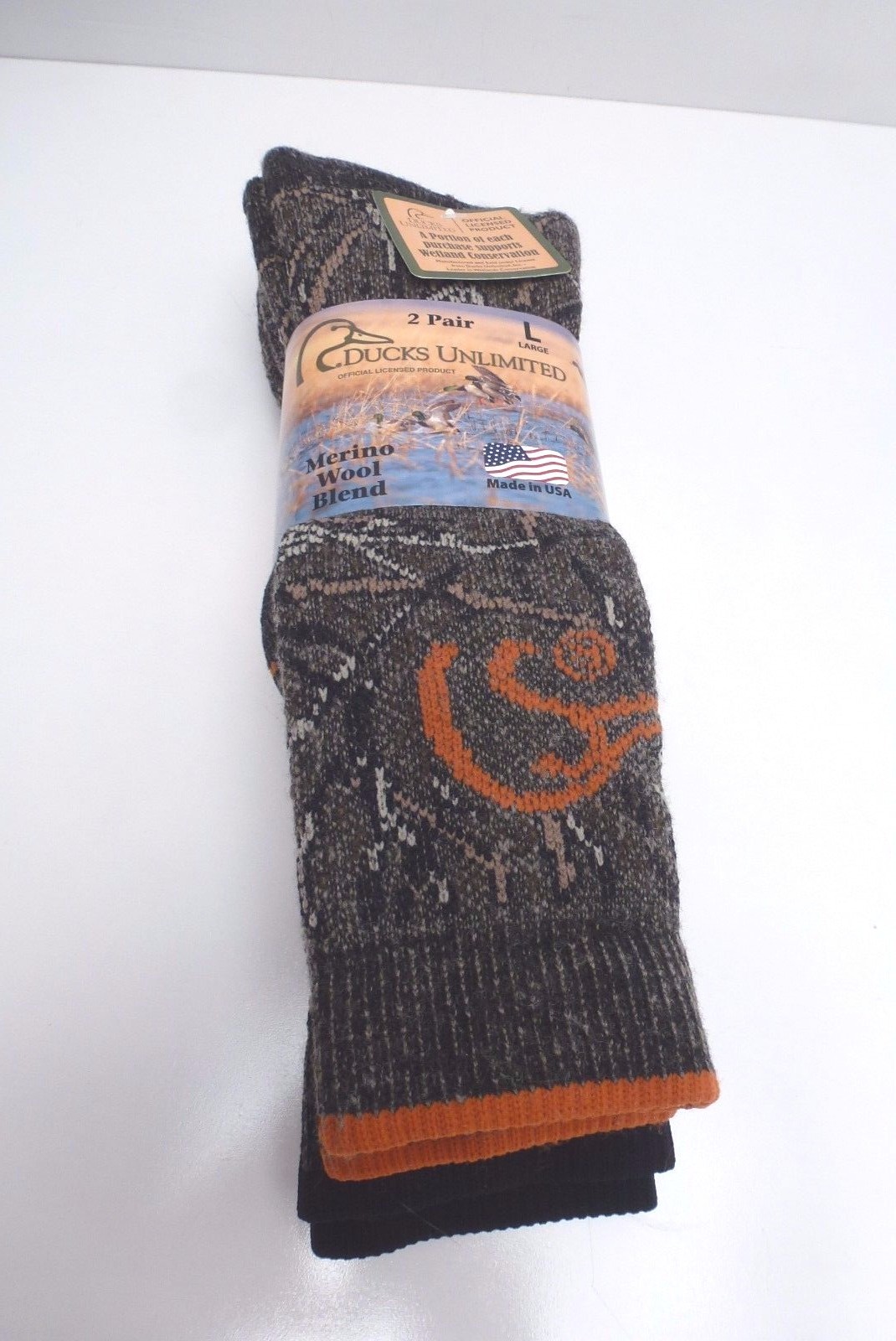 DUCKS UNLIMITED Unisex Merino Wool Blend Socks 2 Pak Various Color Sz ...