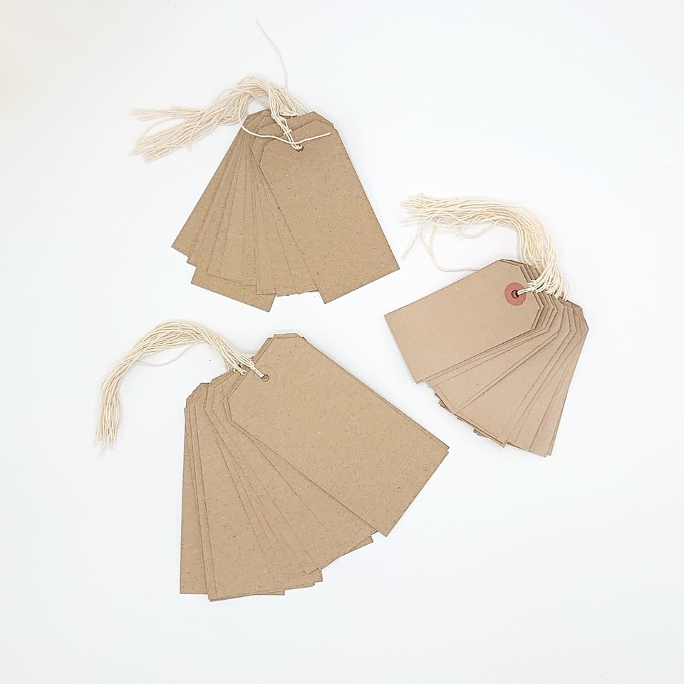 Buff Strung Tags Luggage Labels String Tie on Tags Tickets Reinforced ...