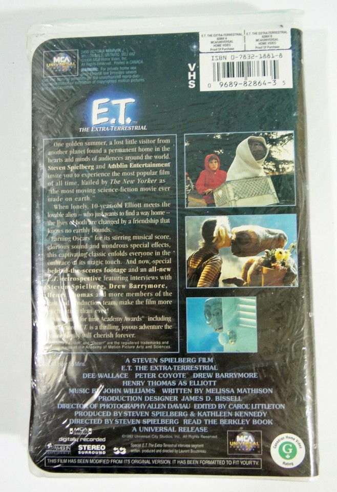 E.T. The Extra-Terrestrial VHS THX Digitally Remastered Clamshell Sealed 1995 | eBay
