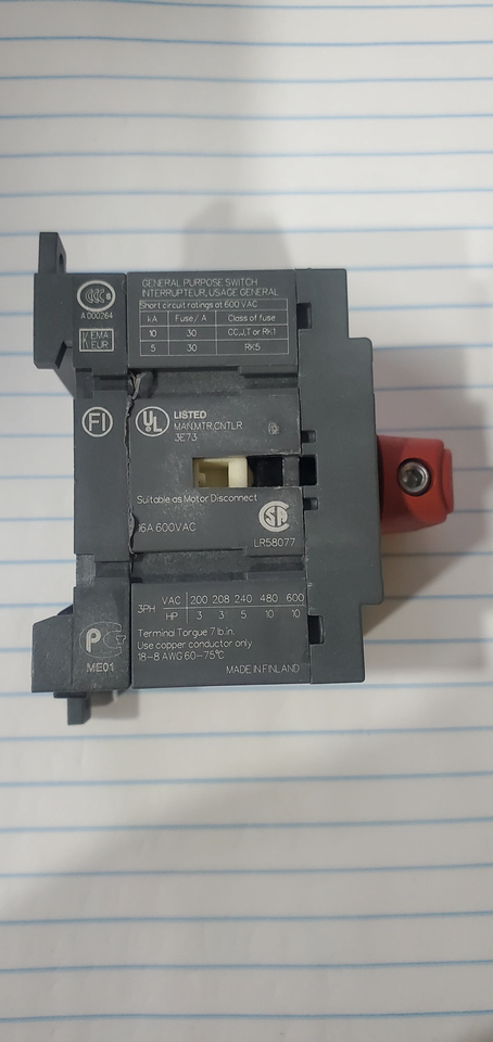 ABB OT16E3 ABB 3 Pole 16 AMP Disconnect Switches, SWITCHLINE Series | eBay