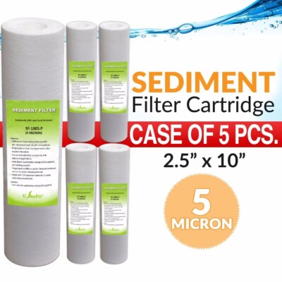 5x Wholesale 5 Micron Active 2.5" X 10" Sediment Water Filters/Ro ...