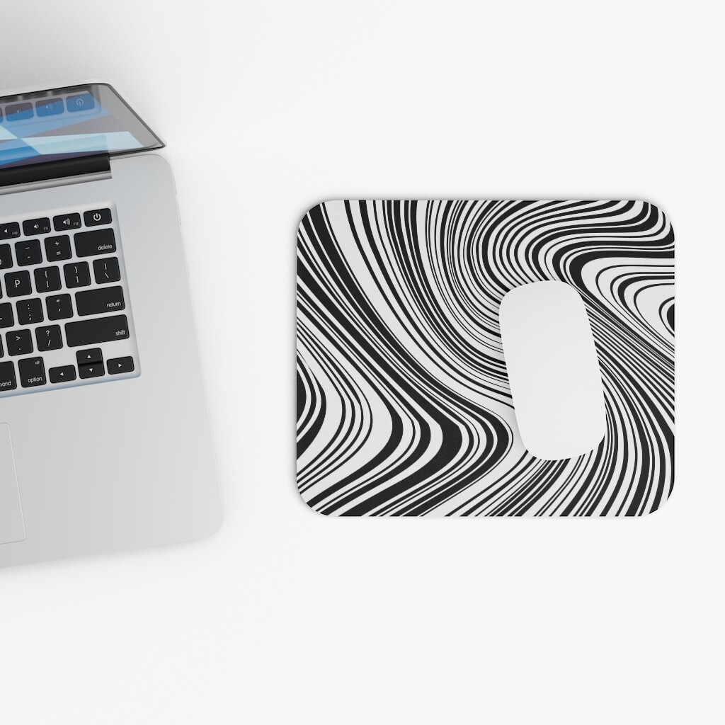 Black and White Squiggly Line and Wavy Line Pattern Mouse Pad ...