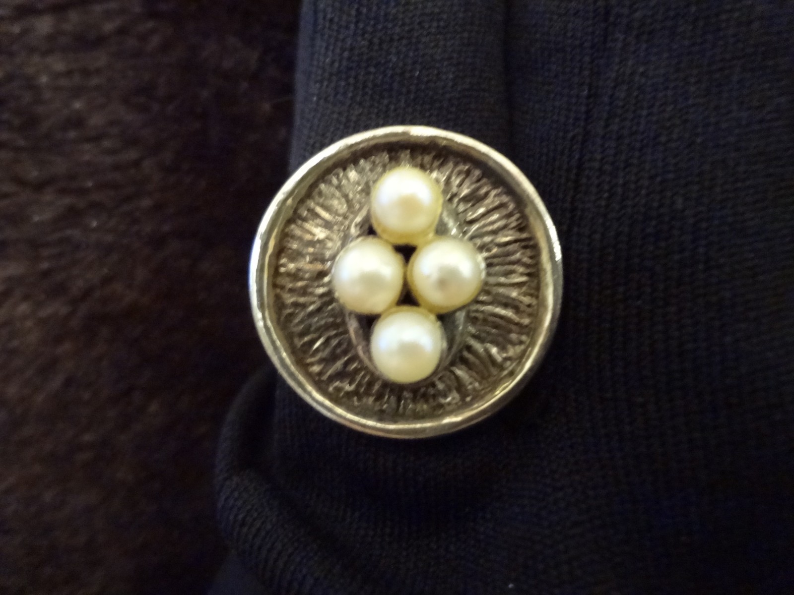 #448 VINTAGE STERLING SILVER ISRAEL 925 RING-SIZE-9 PEARLS AND ...