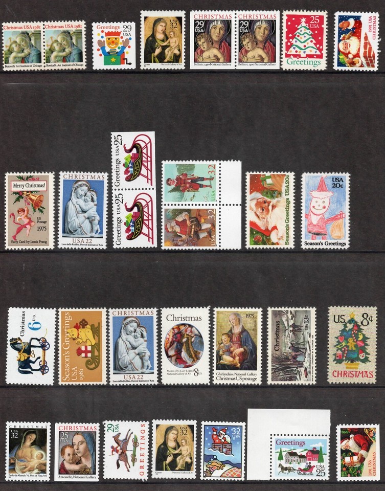 MNH U.S. Christmas Holiday Postage Stamps - $11.71 Face Value ...