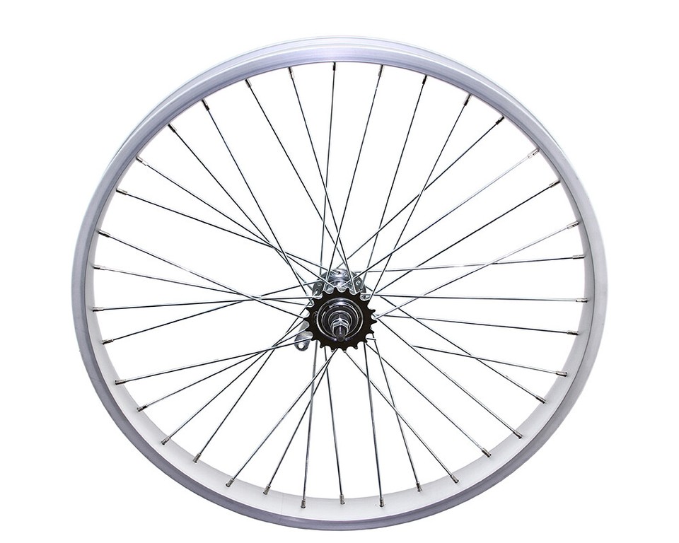 F&R 26 X 45MM ALLOY FRONT & COASTER SILVER WIDE RIMS 36 SPOKE 12G 3/8 ...