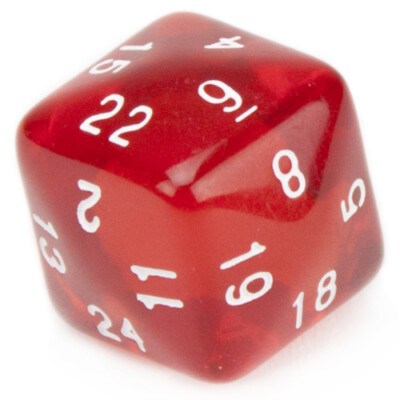 1x D24 25mm Die Translucent Red w/White Dnd Rpg | eBay