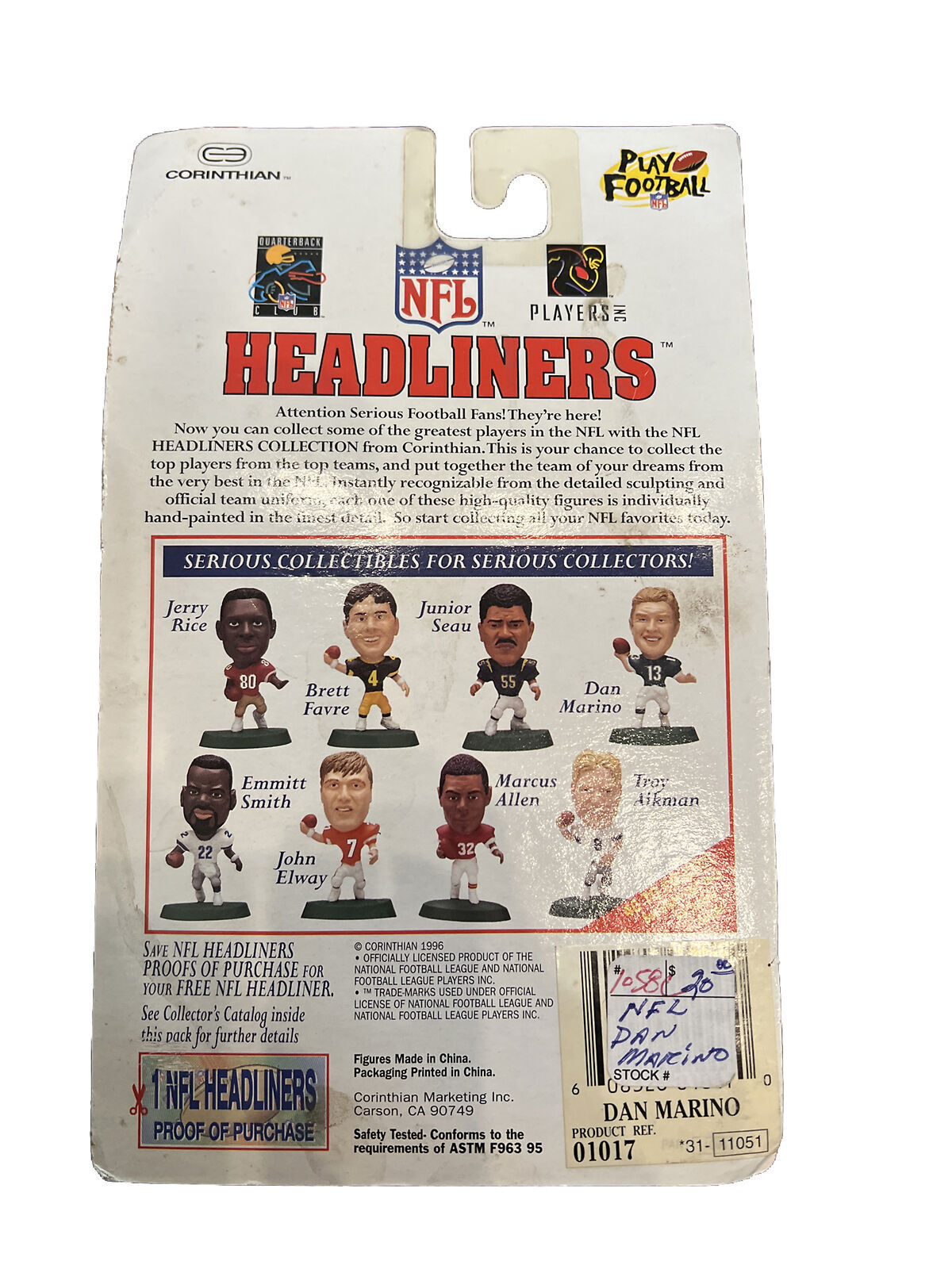 1996 NFL Corinthian Headliners Dan Marino Miami Dolphins Action Figure ...