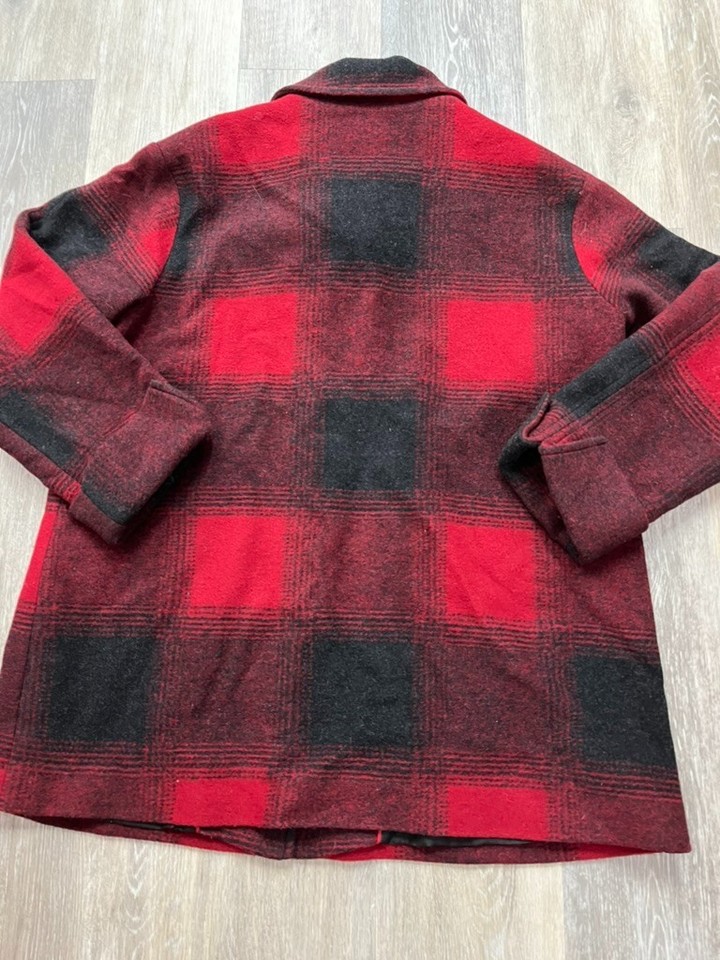 Pendleton Womens Wool Blend Red Plaid Topper Winter Coat Size XL ...