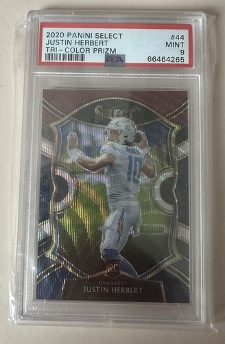 Justin Herbert 2020 Panini Select Tri-Color Prizm Rookie PSA 9 #44 ...
