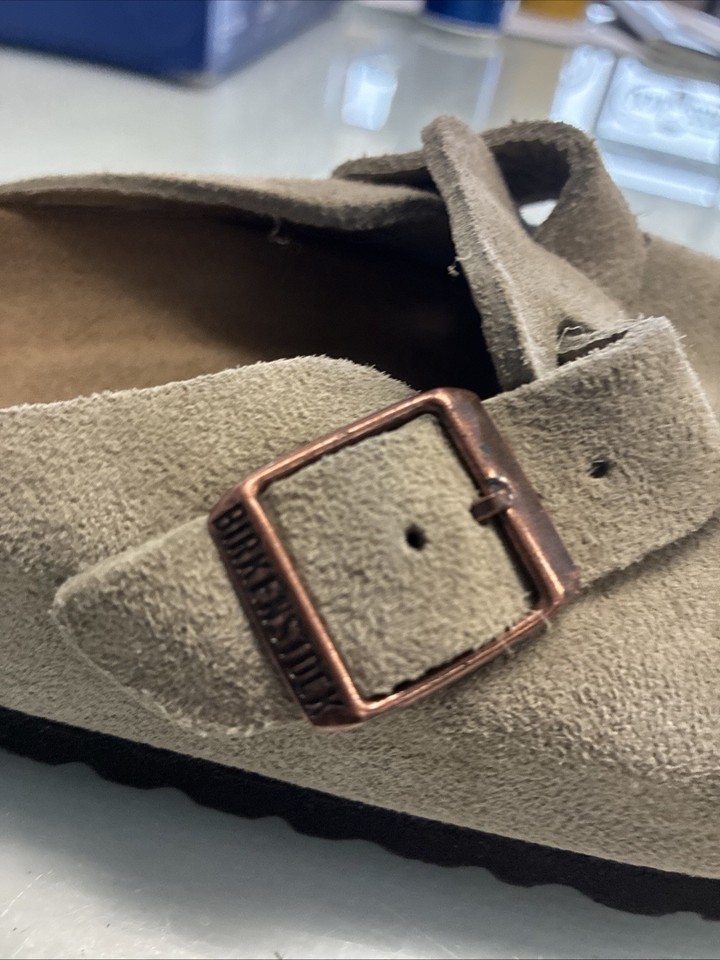 Birkenstock Boston Soft Footbed Taupe Suede Leather UNISEX Clogs ...