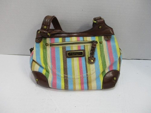 Rosetti Rainbow Handbag 13" Brown Striped Shoulder Bag Medium Zip ...