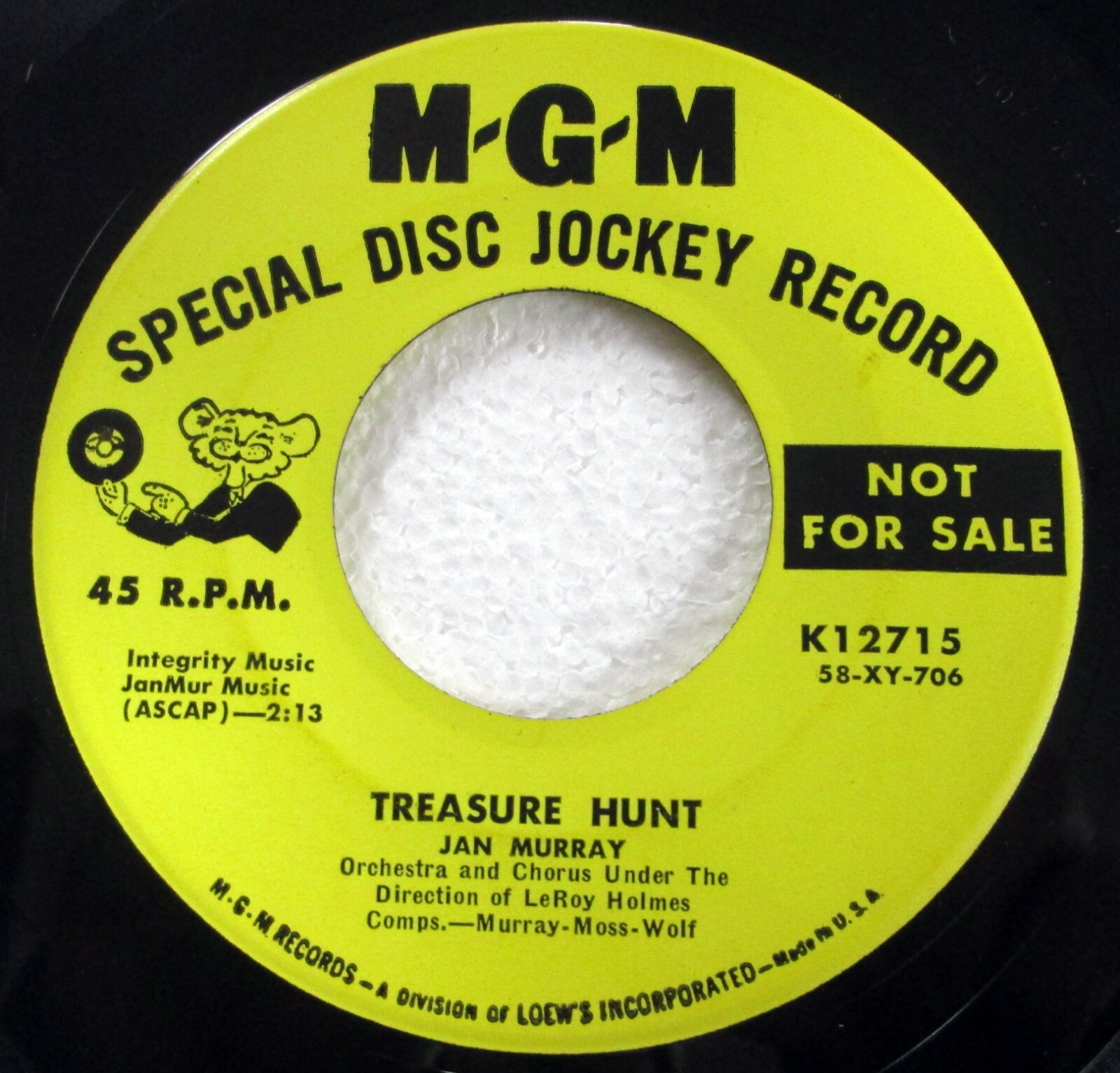 JAN MURRAY 45 Treasure Hunt/So Long Au Revoir VG++ m-g-m PROMO pop ...